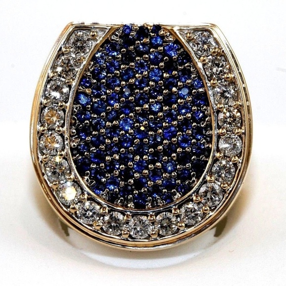 Jewelry | Estate Blue Sapphire Diamond Ring 14k Rg 37ct | Poshmark